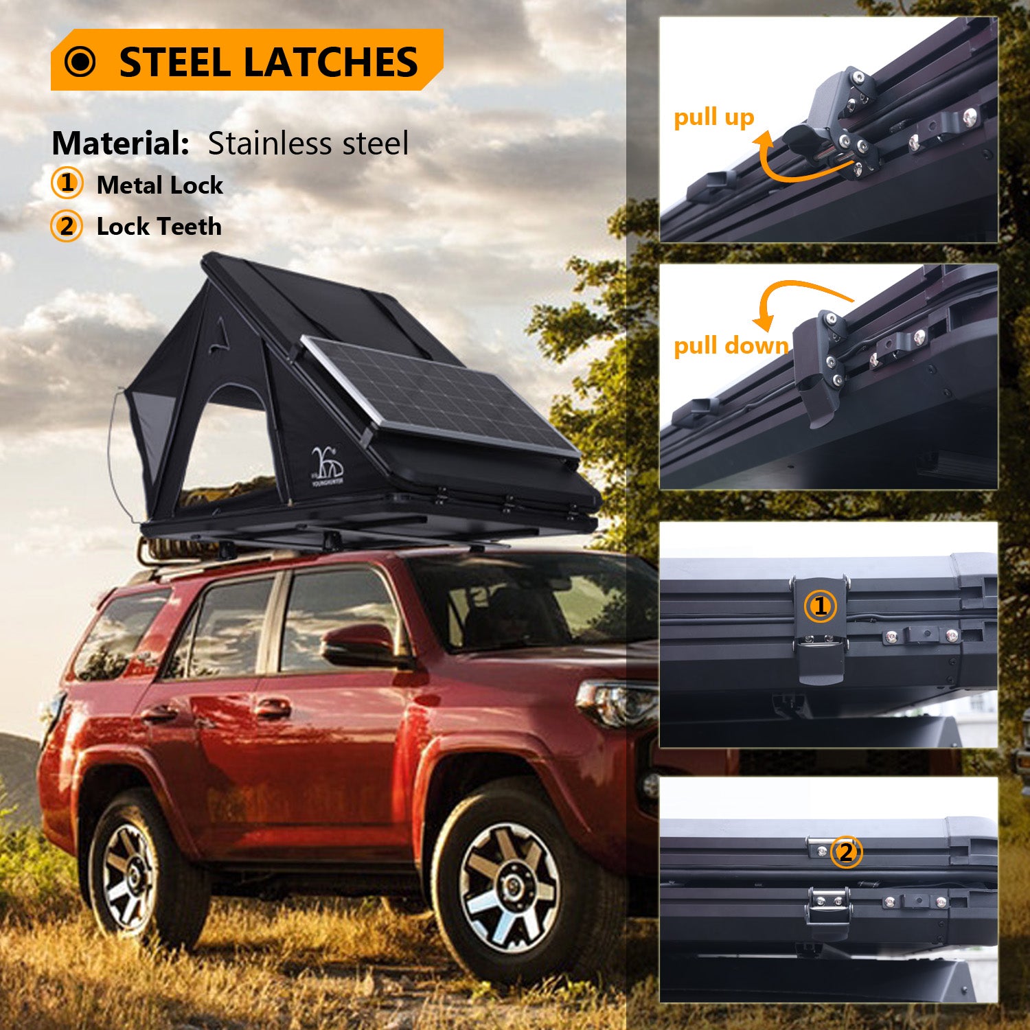 4x4 Camping car truck pop up triangle hardshell rooftop tent – Younghunter
