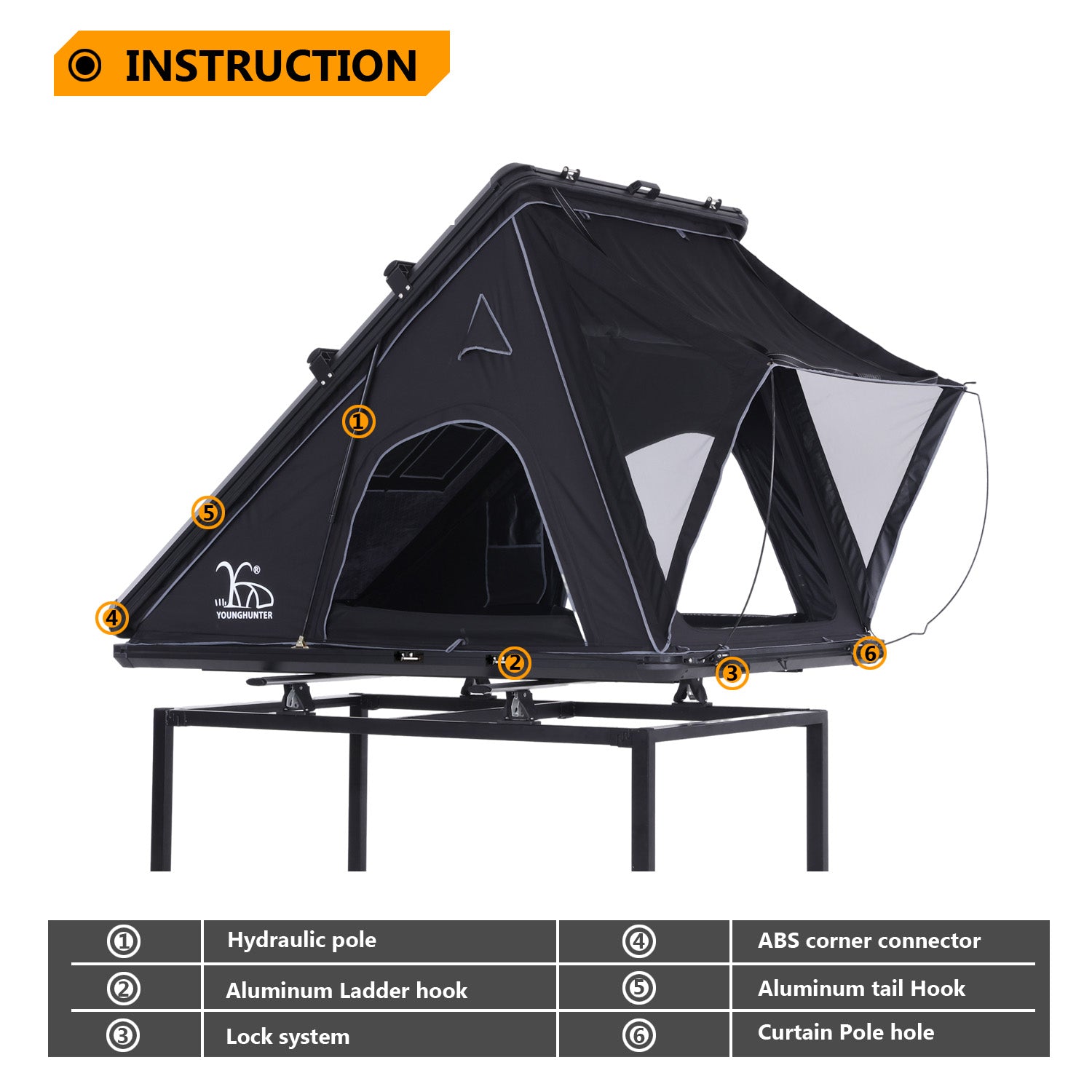 4x4 Camping car truck pop up triangle hardshell rooftop tent – Younghunter