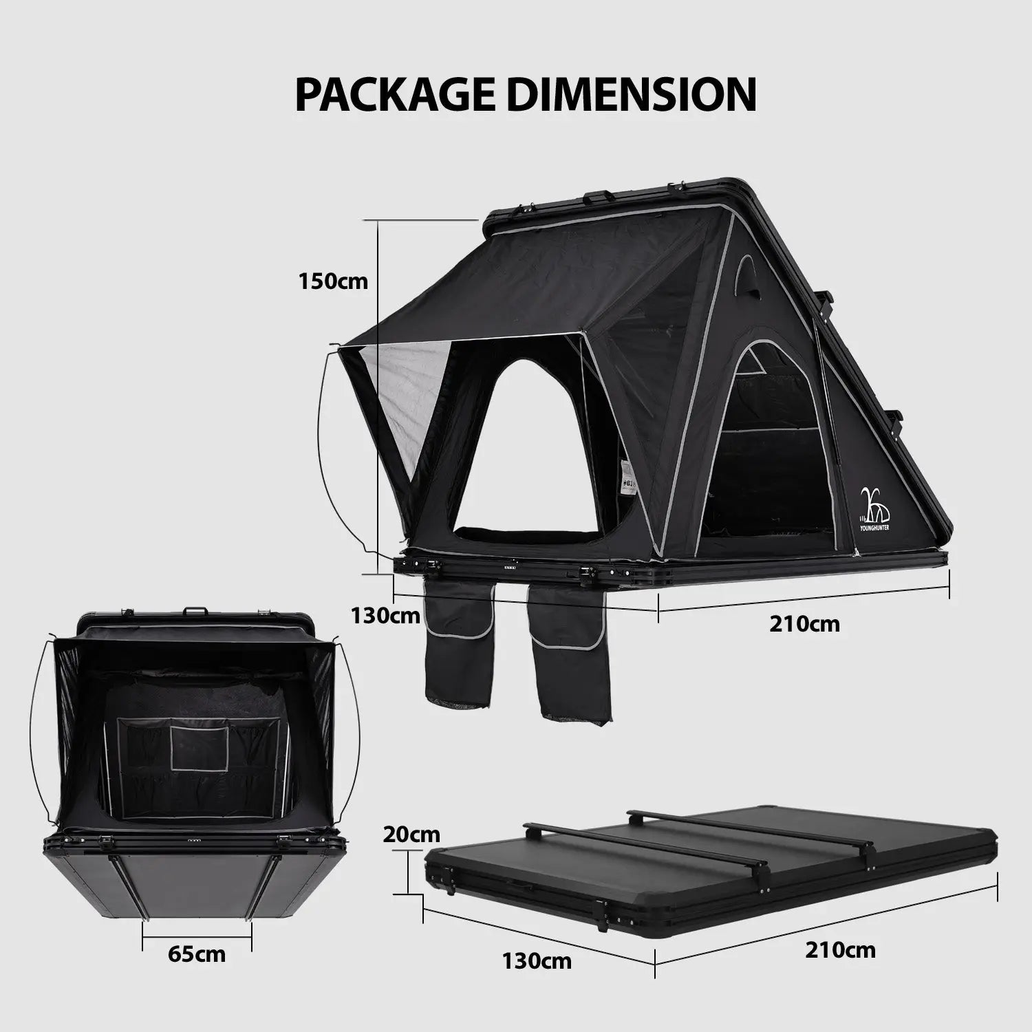 4x4 Camping car truck pop up triangle hardshell rooftop tent ...