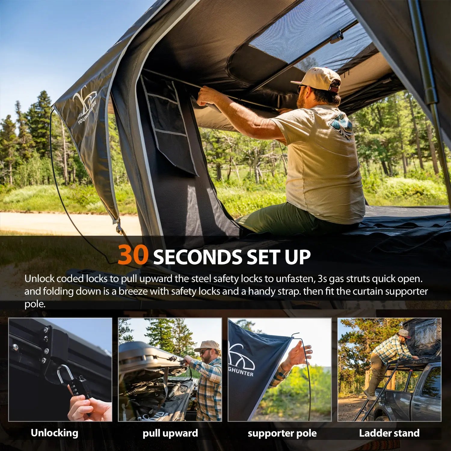 Aluminum Rollover Hard Shell Roof Top Tent for SUVs – Younghunter