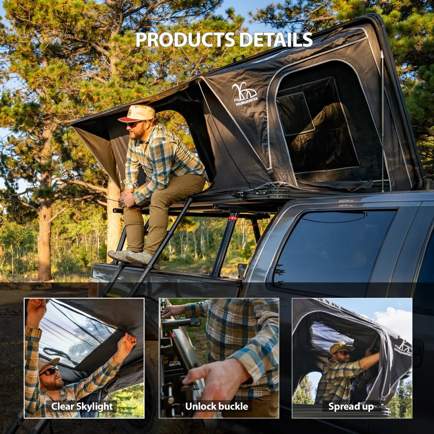 Aluminum Rollover Hard Shell Roof Top Tent for SUVs – Younghunter