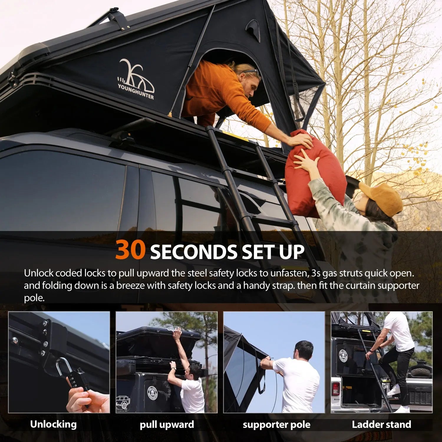 RTT Triangular Aluminum Hard Shell Car Camping SUV Rooftop Tent ...